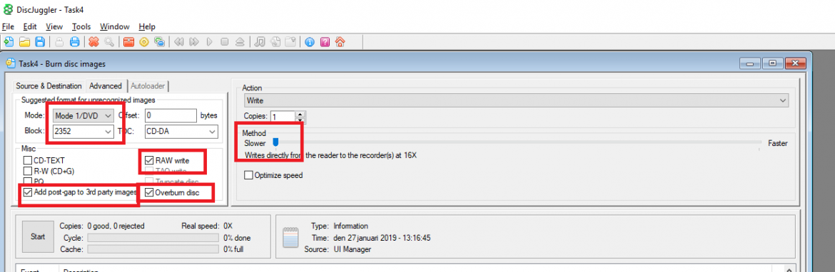 Padus Discjuggler settings for burning Dreamcast CD-R - Dreamcast.nu